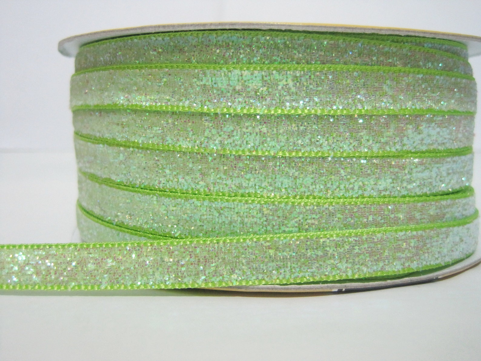 5 Yards 3/8" Lime Green Glitter Ribbon, Glitter Yarn, Metallic Ribbon ...