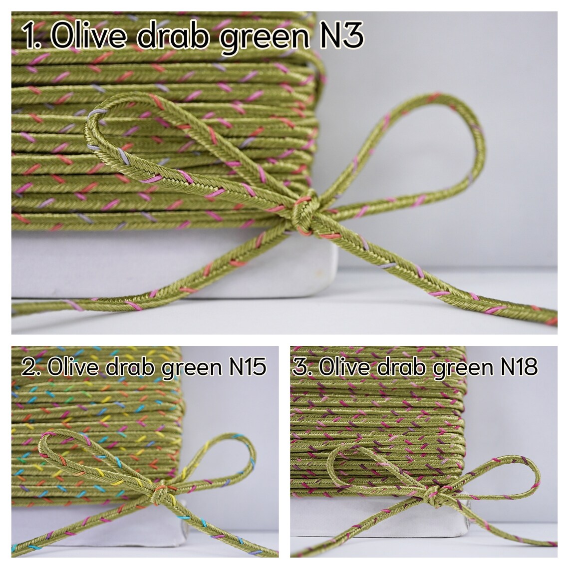 5 Yards Green Sprinkles Soutache Cord, Soutache Braid, Shiny Cord, Flat ...