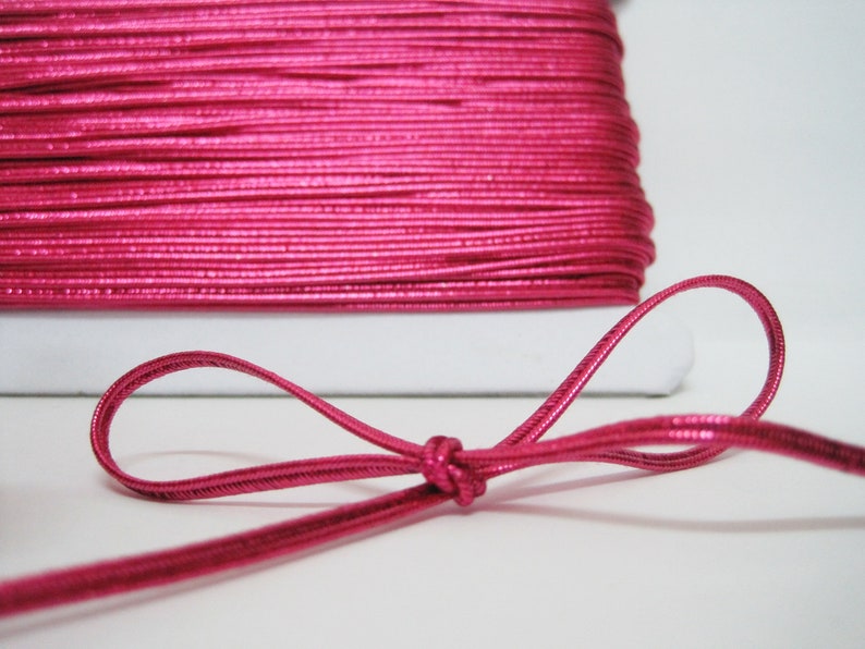 5 Yards 3 Mm Hot Pink Metallic Soutache Braid, Braided Cord, Soutache ...