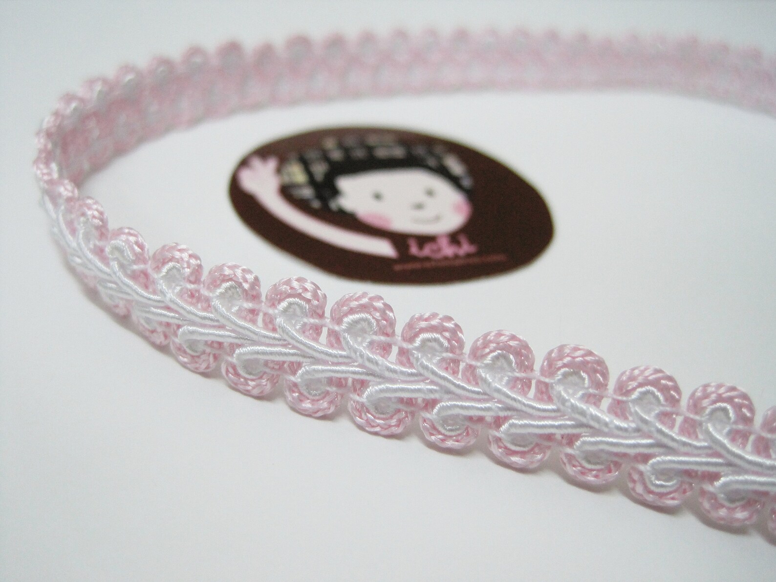 5 Yards 3/8" White-soft Pink Gimp Braided Trim, Gimp Braid, Braided ...