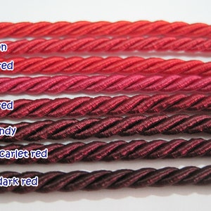 5 Yd 4 Mm Twisted Cord, Red Twisted Cord, Red Soutache, Braided Cord ...