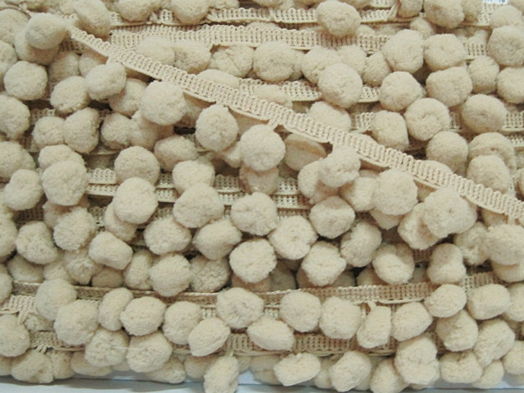 5 Yards 1.2 Cm Vanilla Pom Pom Trim, Ivory Trim, Pom Pom Fringe, Cream ...