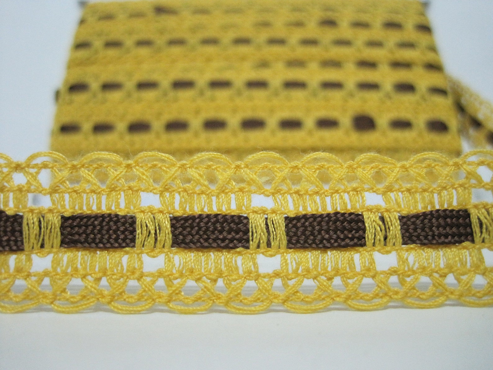 5 Yards Gold Lace Trim With Dark Brown Ribbon Insert Lace - Etsy