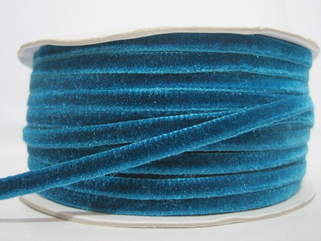 5 Yards 1/4" Aqua Blue Velvet Ribbon, Blue Ribbon, Ribbon Lot ...
