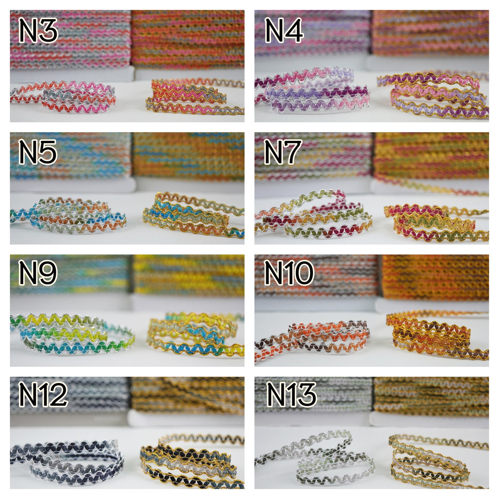 5 Yards Multicolored Rick Rack With Silver Metallic, Rainbow Rick Rack ...