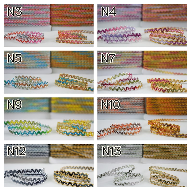 5 Yards Multicolored Rick Rack With Silver/gold Metallic, Rainbow Rick ...