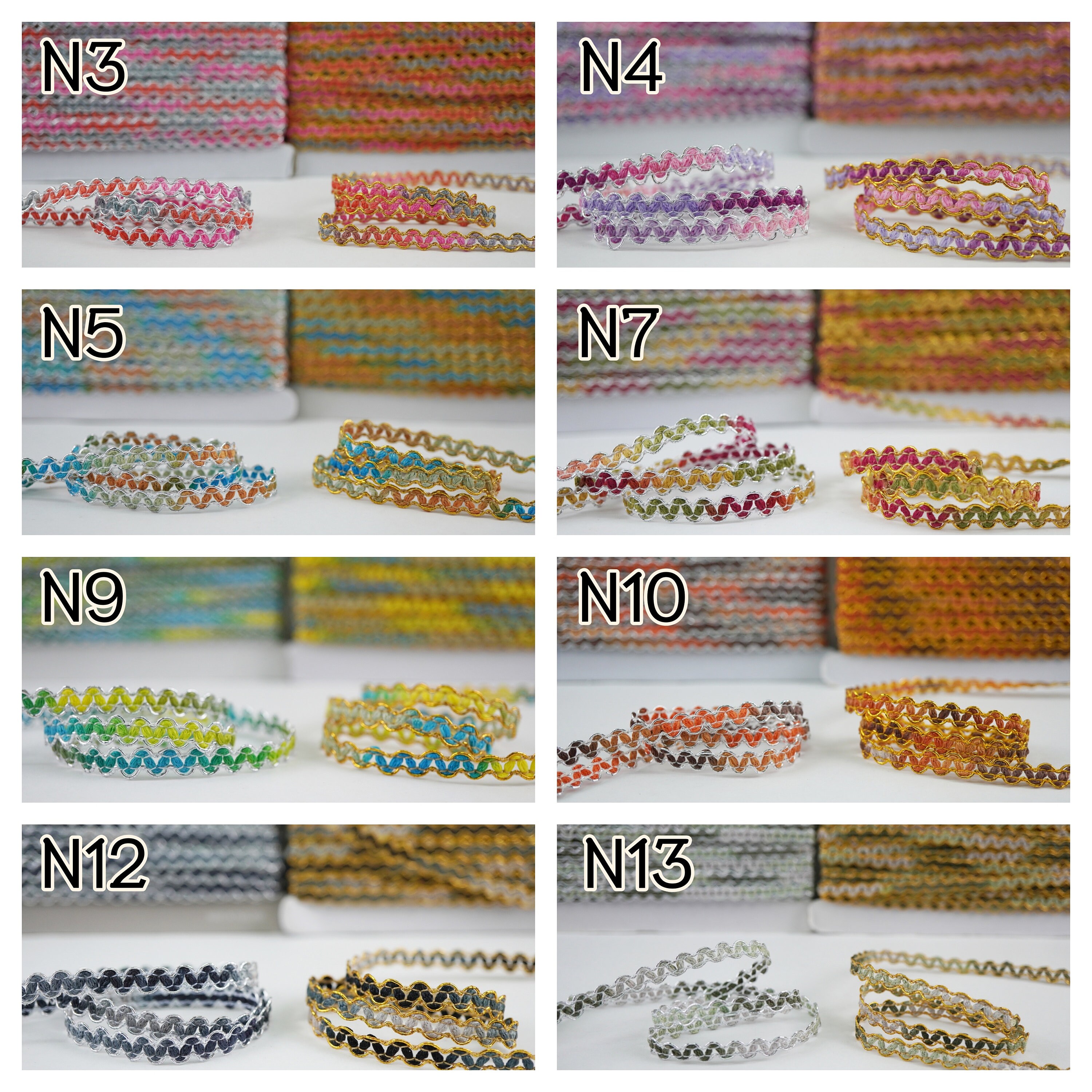 5 Yards Multicolored Rick Rack With Silver Metallic, Rainbow Rick Rack ...