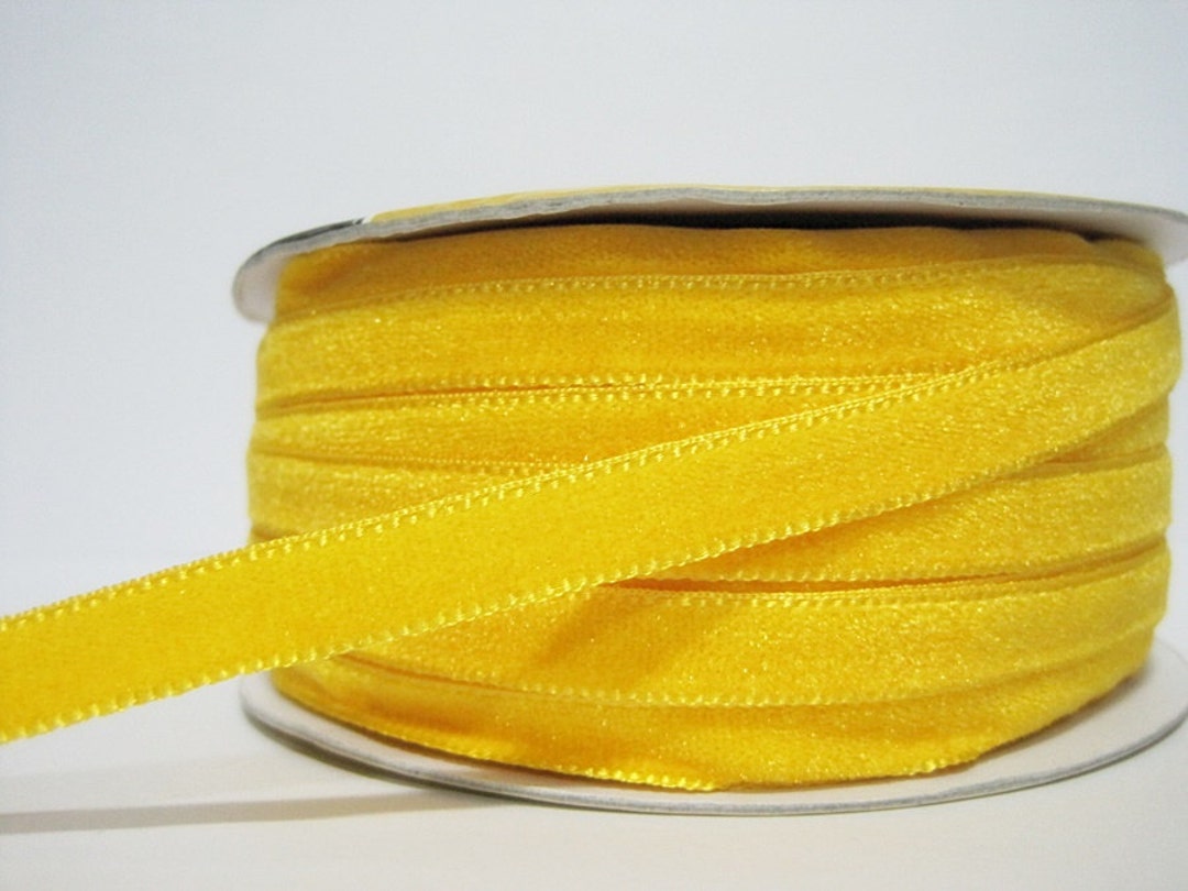 5 Yards 3/8" Bright Yellow Velvet Ribbon, Yellow Velvet Ribbon, Ribbon ...