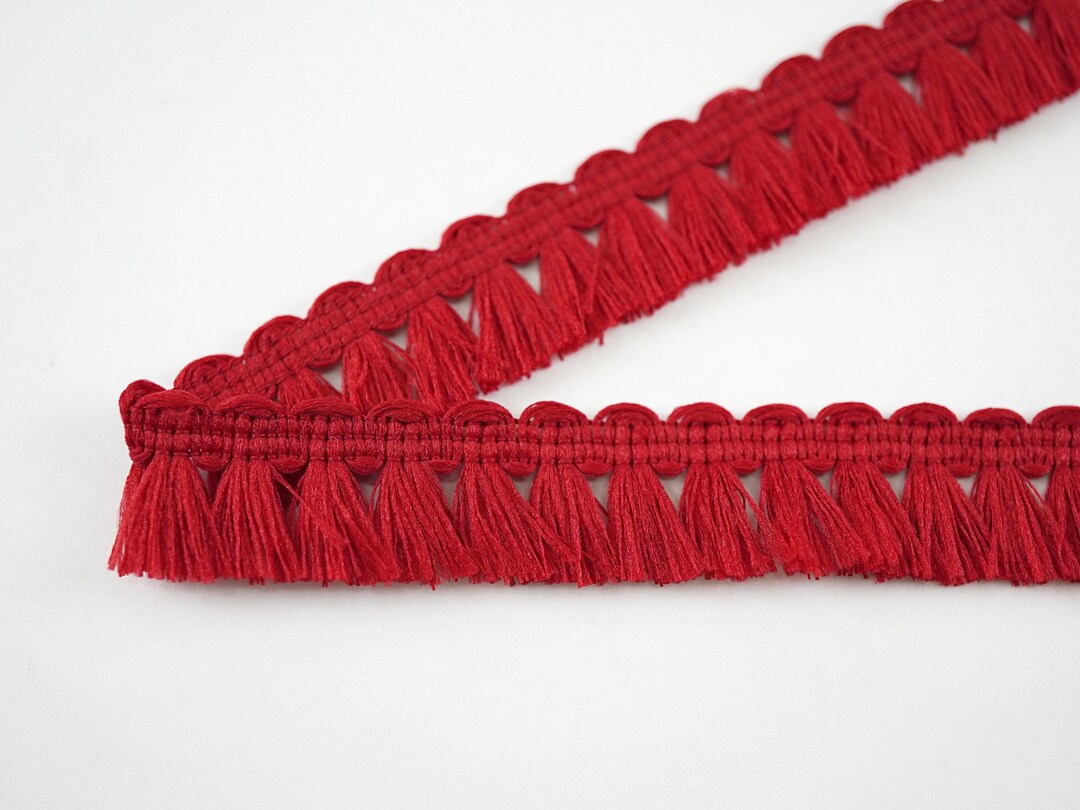 5 Yards Red Matte Mini Tassel Trim, Matte Tassel Trim, Red Trim ...