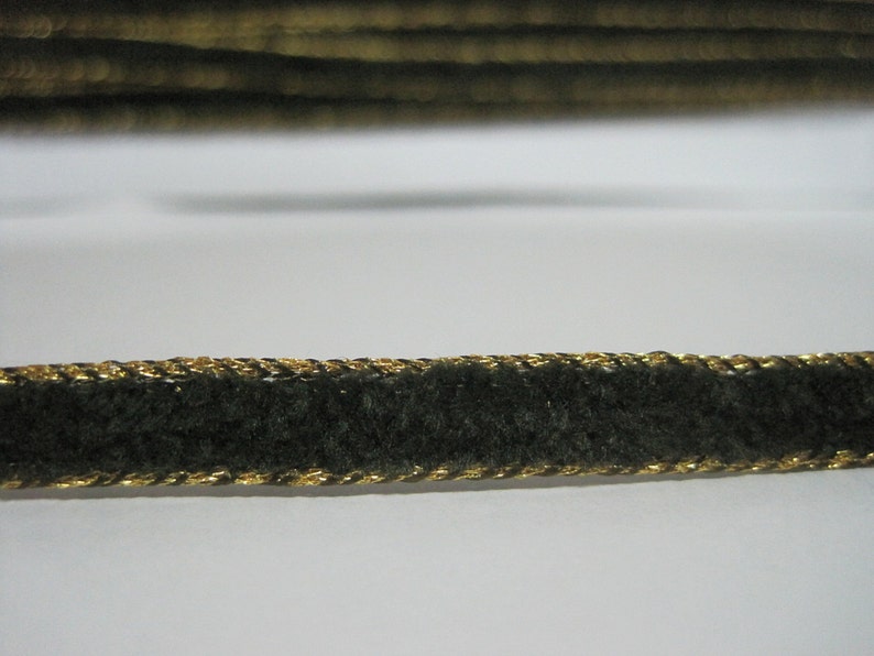 5 Yards 1/4 Dark Green Velvet Ribbon With Gold Metallic | Etsy