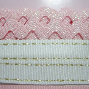 Pink Trim Set 3, Trim Set, Pink Trim, Gold Trim, White Ribbon, Pink ...