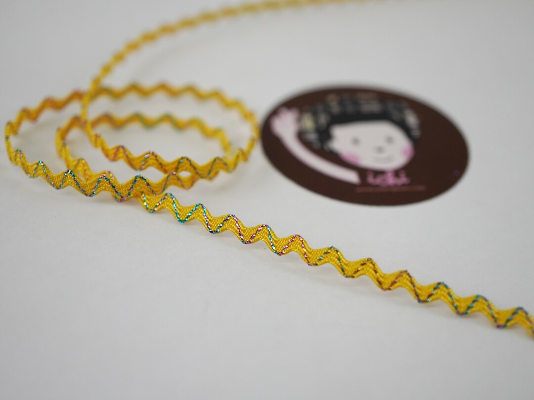 5 Yards Bright Yellow Tiny Rick Rack With Rainbow Metallic, Tiny Rick ...