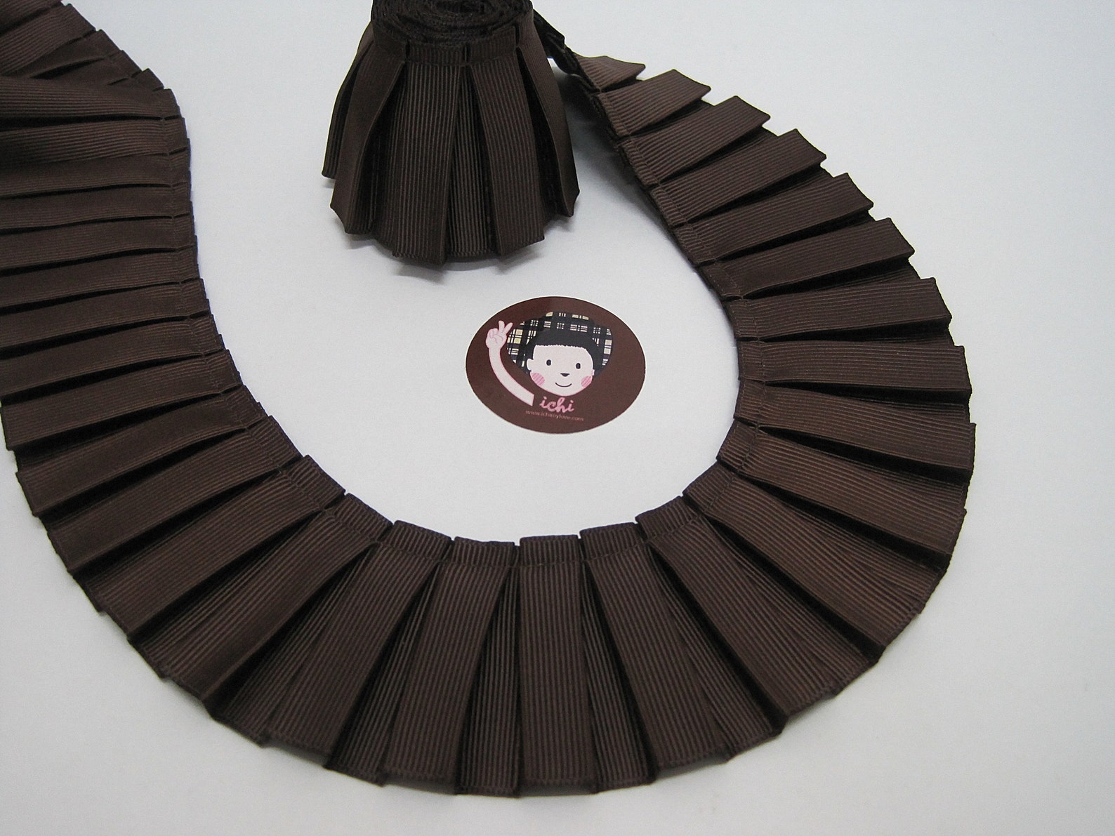 1 Yd 2" Brown Grosgrain Box Pleated Trim, Box Pleated Trim, Box Pleated ...
