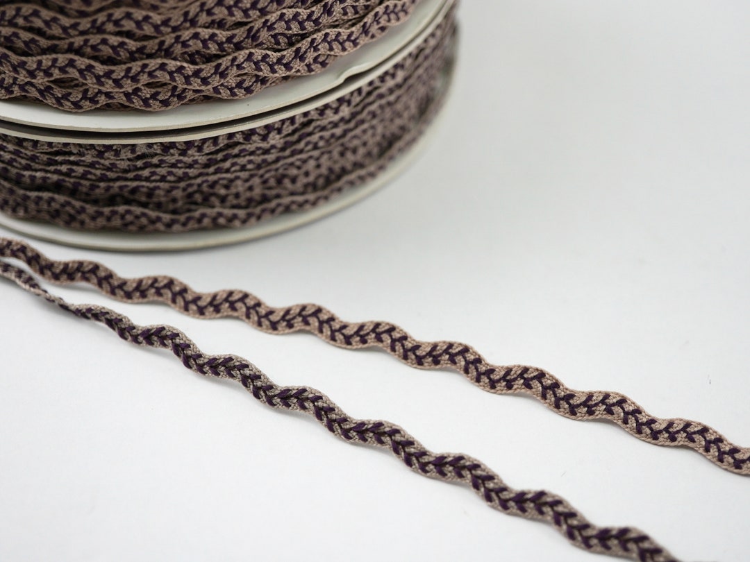 5 Yards Purple Embroidered Rick Rack, Tiny Rick Rack, Vine Stitch Rick ...