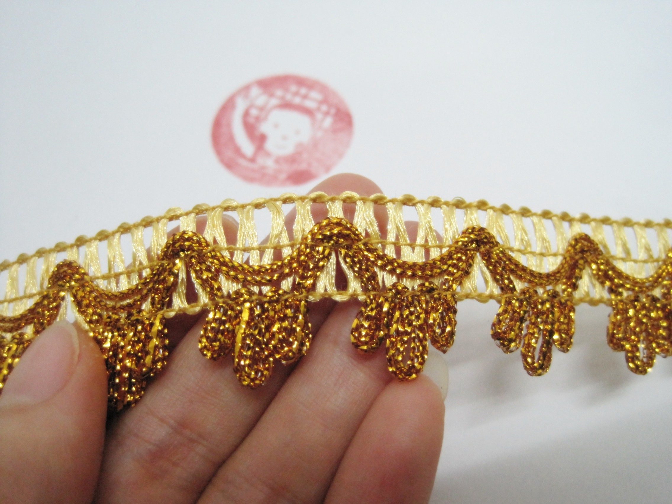 5 Yards 1 Lace Trim Gold Lace trim Wide lace Gimp | Etsy