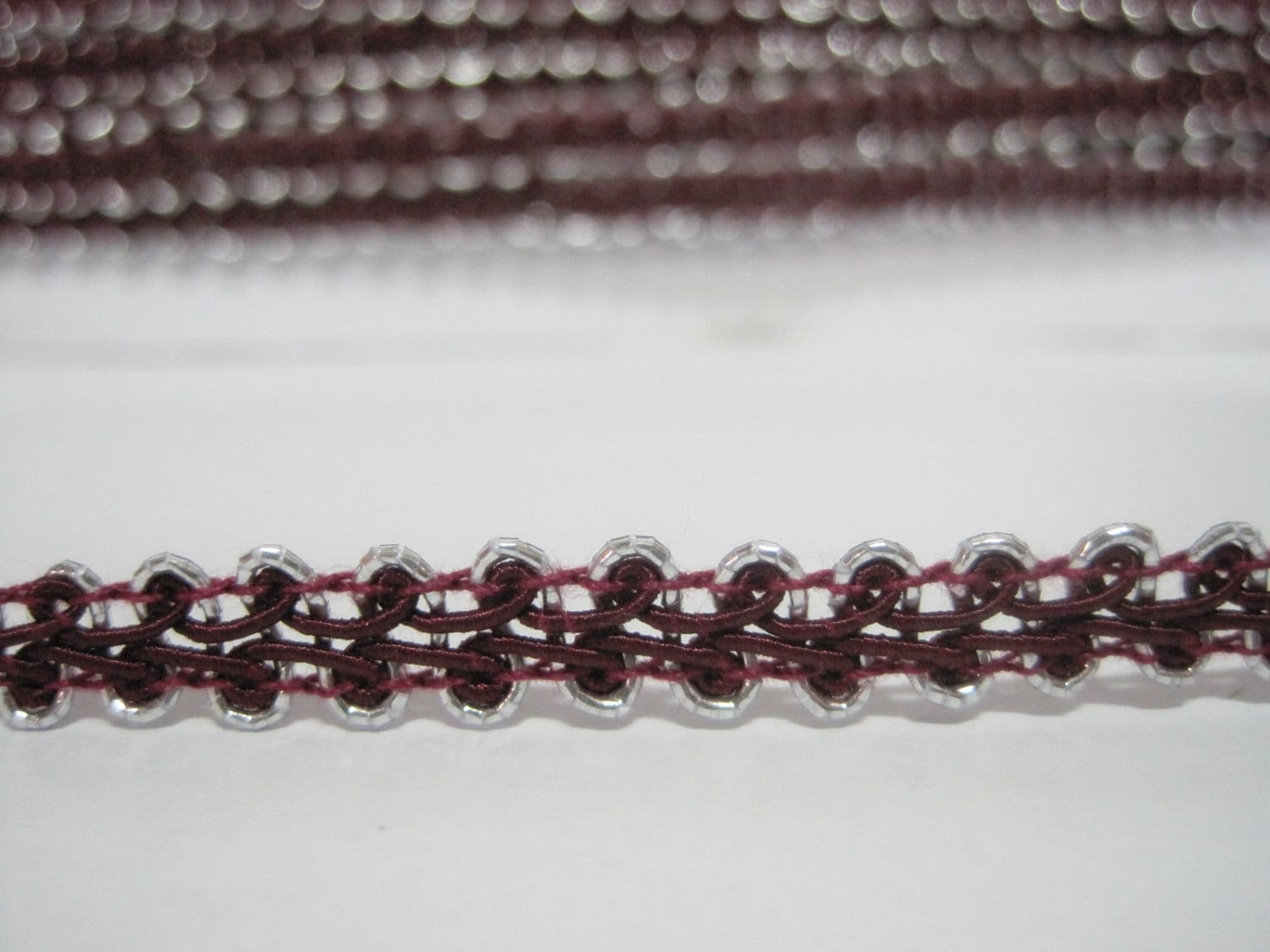 5 Yards 1/4 Burgundy Gimp Braided Silver Edge Gimp | Etsy