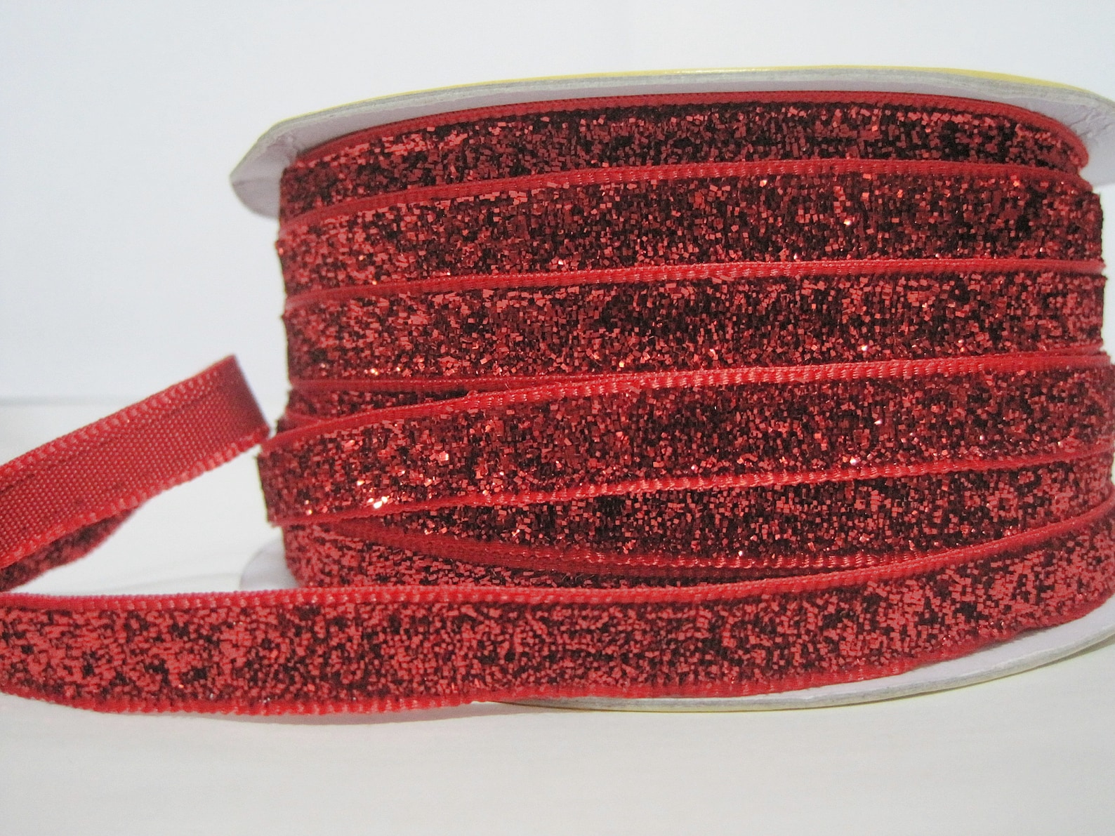 5 Yards Red Metallic Glitter Ribbon 3/8 Glitter Yarn | Etsy
