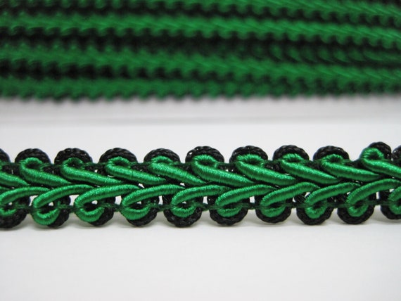 5 Yards 1/2 Pine Green Gimp Braided Gold Edge Gimp | Etsy