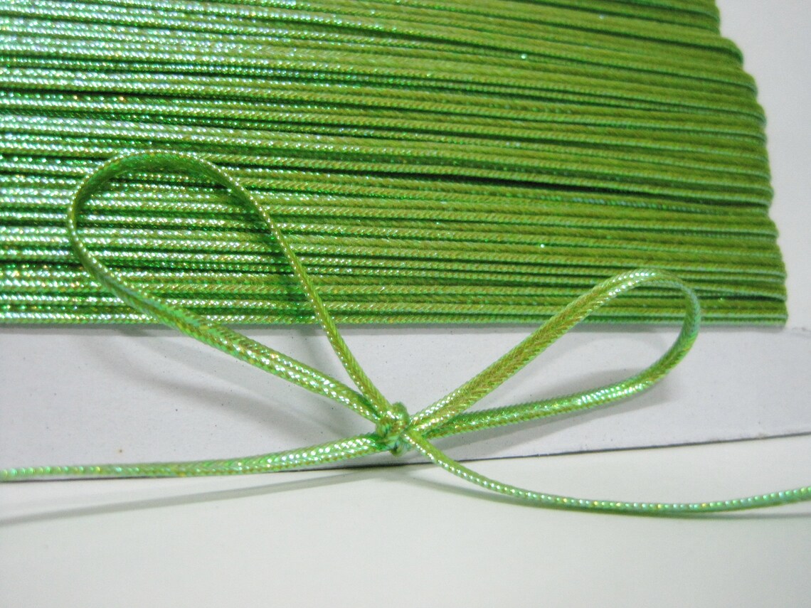 5 Yards 3 Mm Lime Green Sparkly Soutache Braid - Etsy