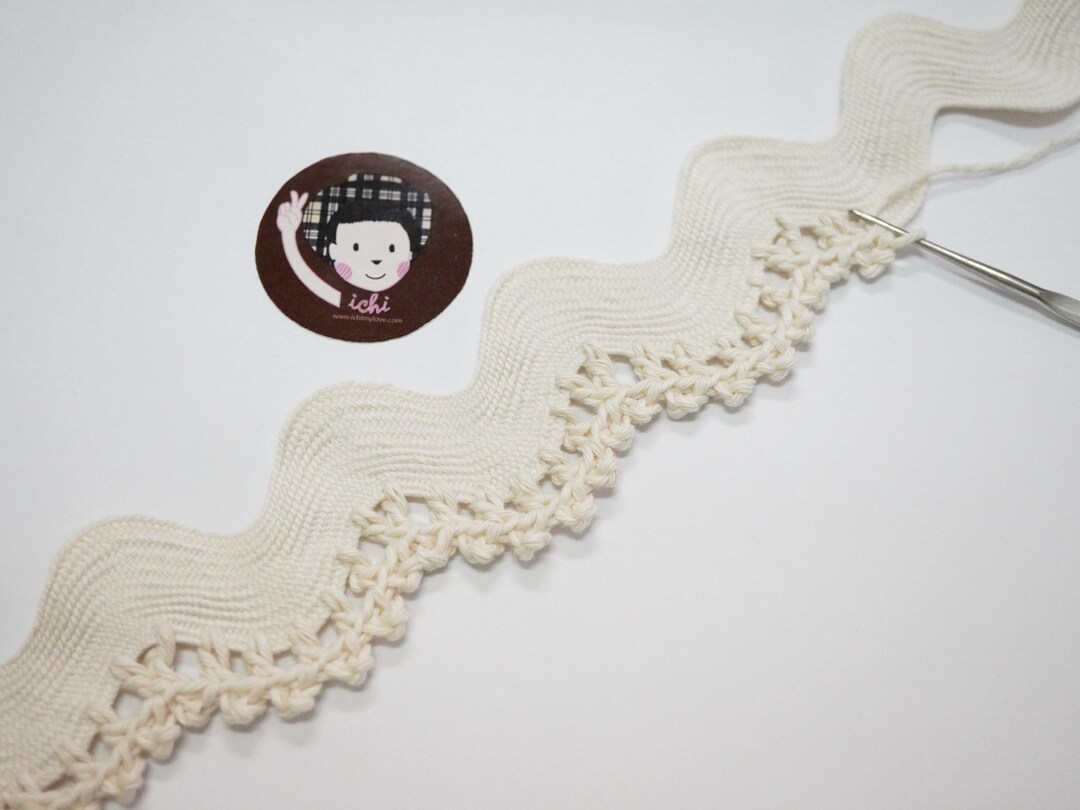 Ivory Crocheted Rick Rack Trim, Handmade Crochet Lace, Jumbo Rick Rack ...