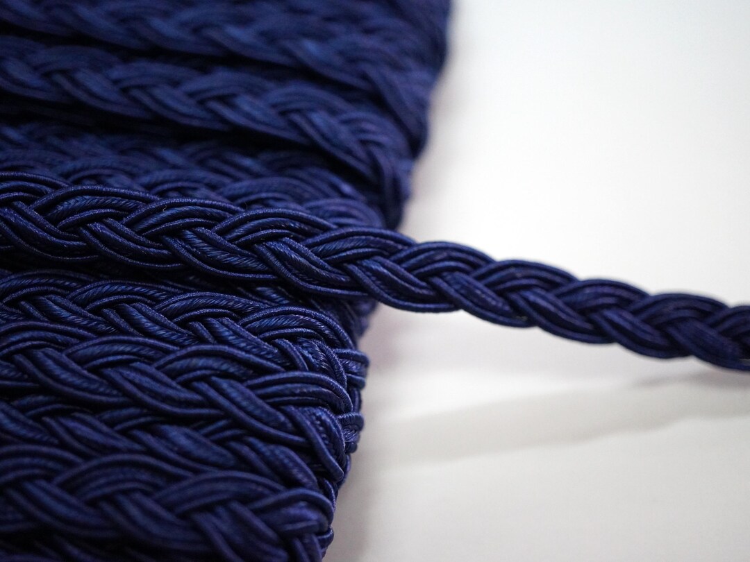 5 Yards 1/4" Navy Blue Braided Cord, Braided Gimp Trim, Scroll Braid ...