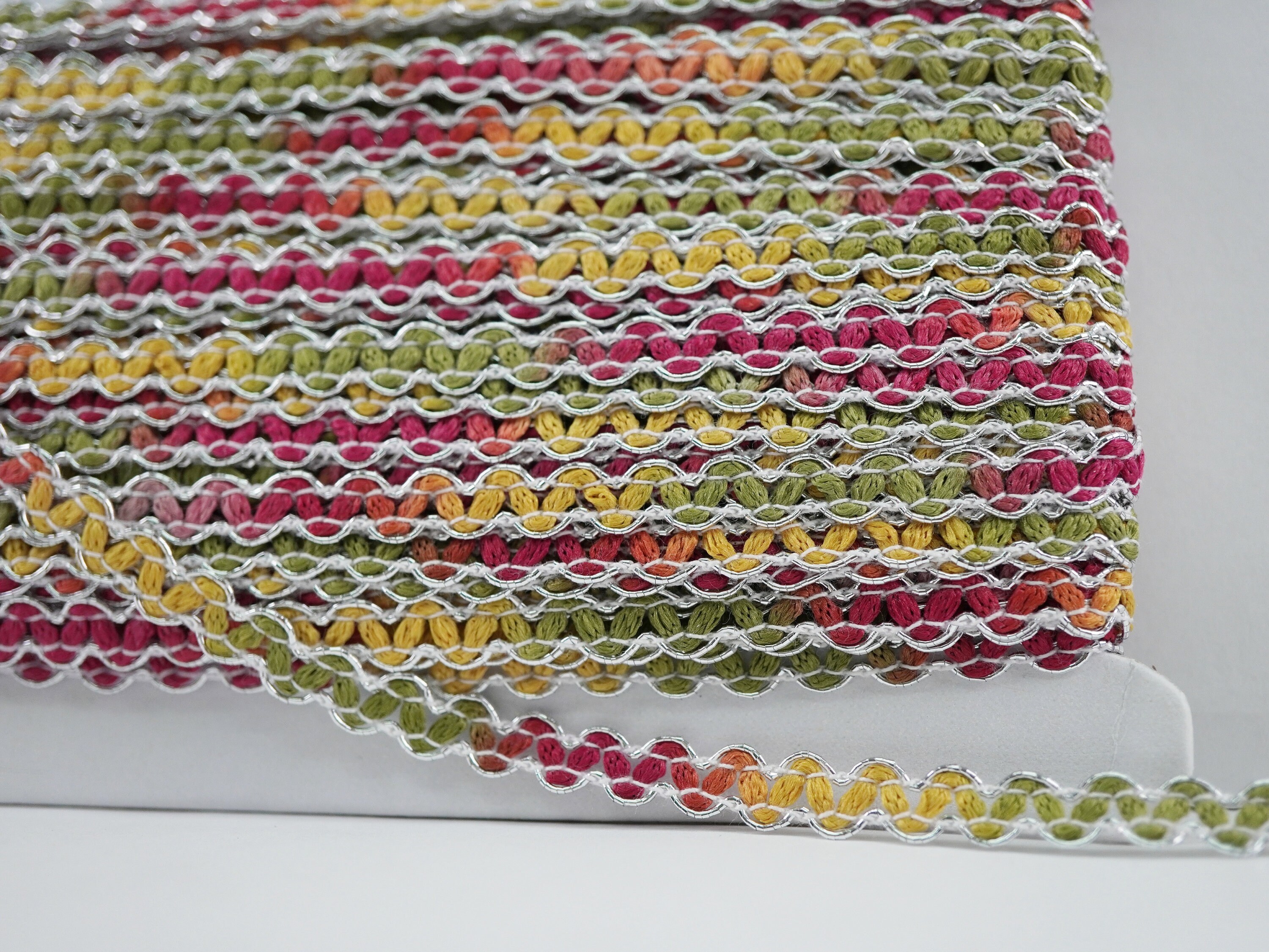 5 Yards Multicolored Rick Rack With Silver/gold Metallic, Rainbow Rick ...