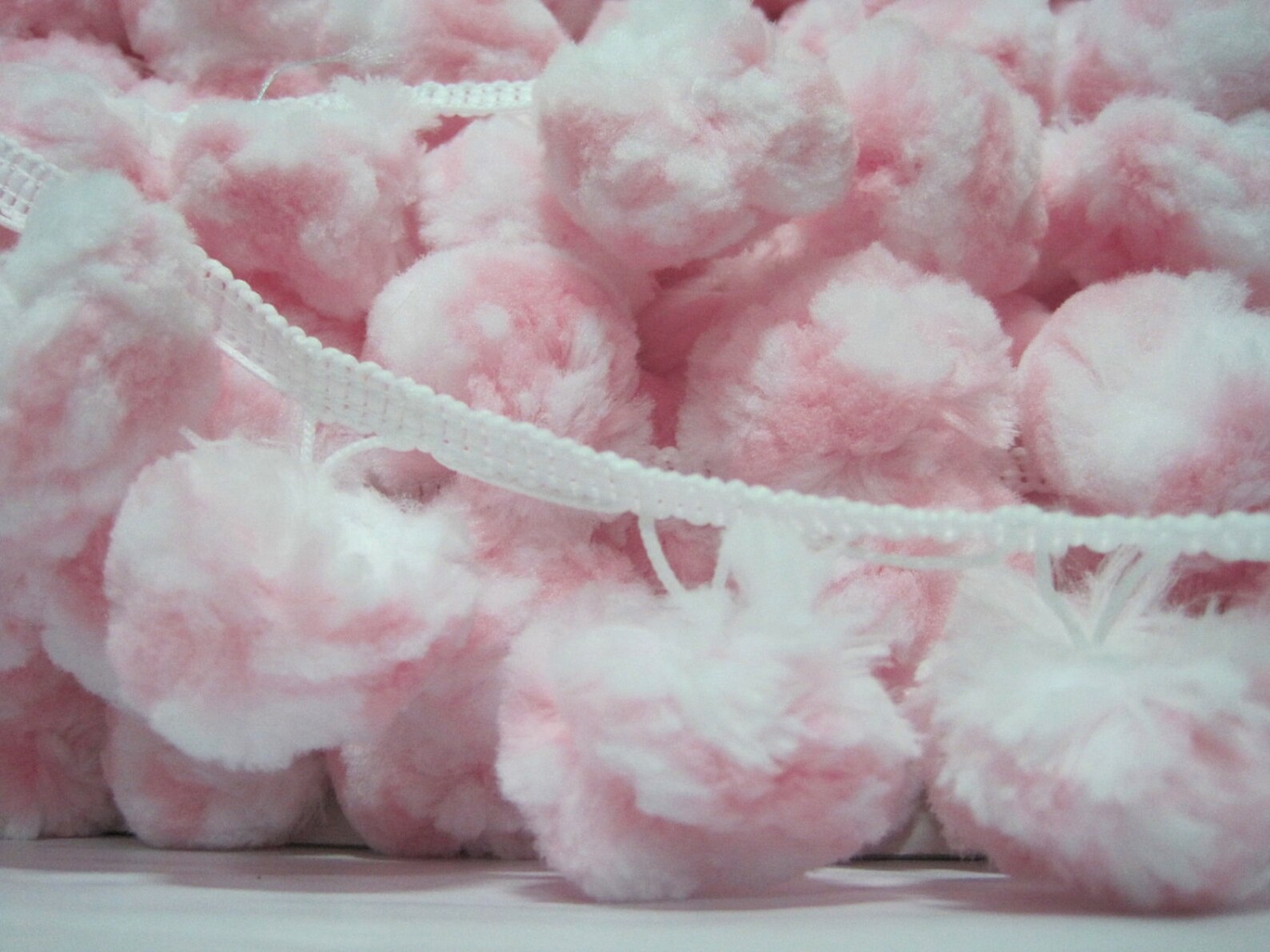 5 Yards 3.5 Cm Jumbo Pom Pom Trim Pink-white Pom Poms Extra - Etsy
