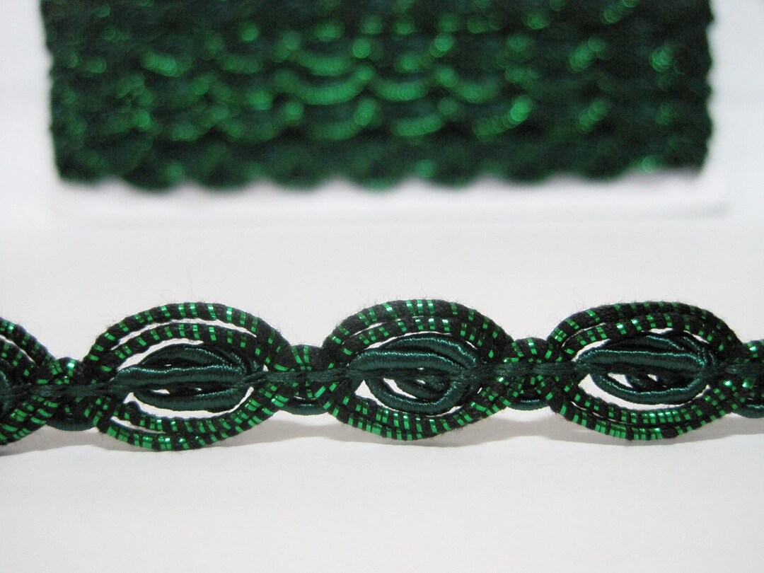 5 Yards Forest Green Flower Braided, Wholesale Trim, Green Trim, Gimp ...