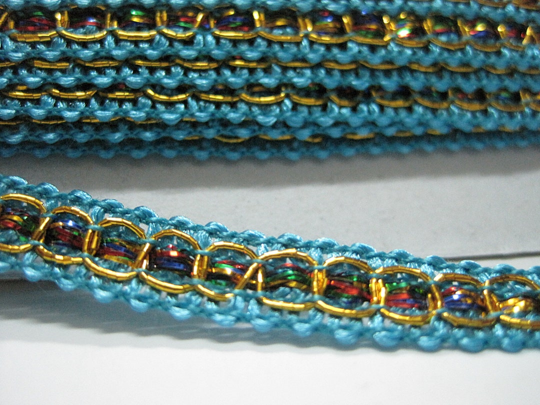 5 Yards 5/16" Turquoise-gold Braid Trim - Etsy