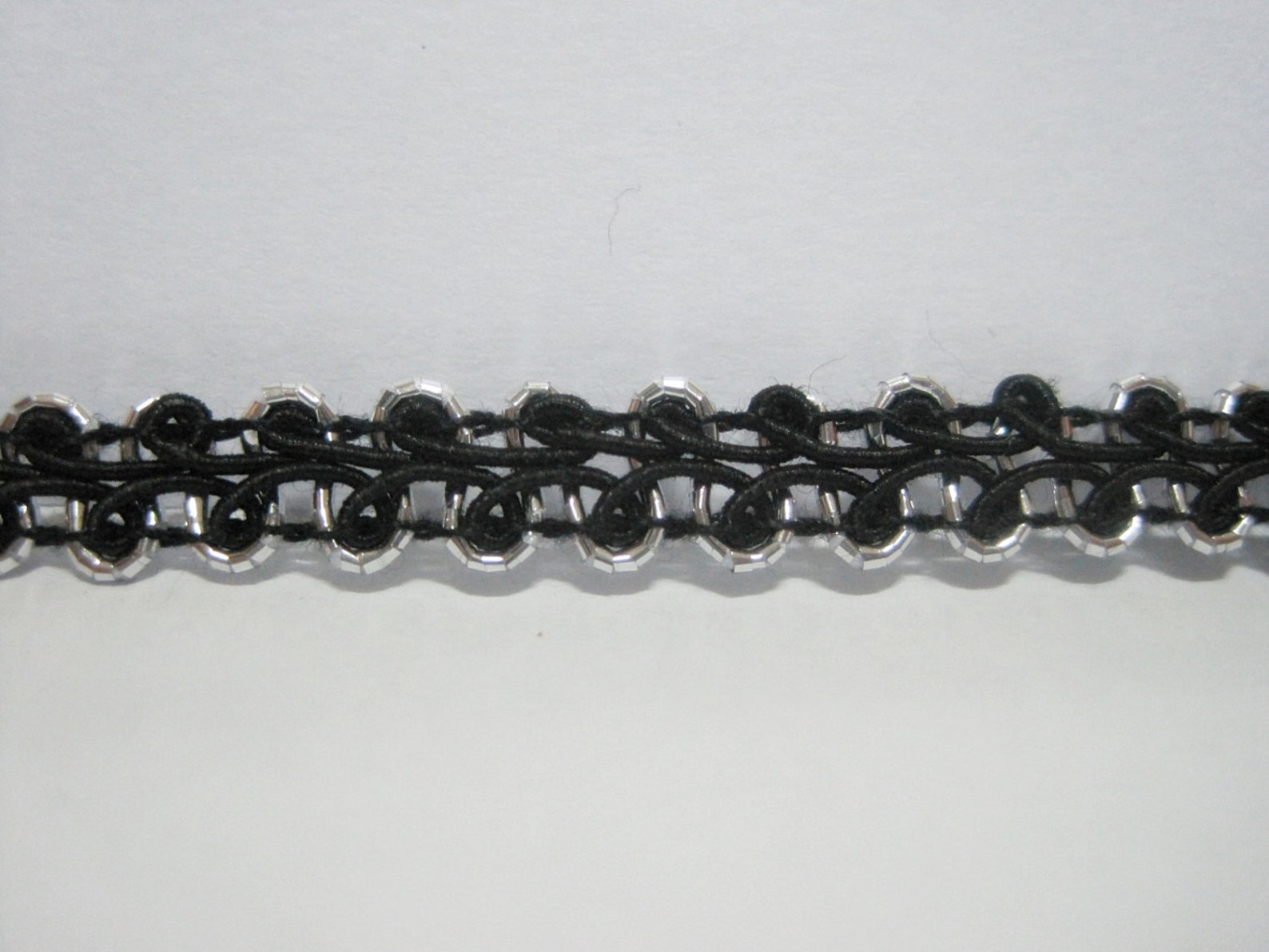 5 Yards 1/4" Black Gimp Braid Silver Edge, Gimp Braid, Braided Cord ...