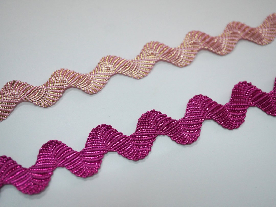 5 Yards Pink Metallic Rick Rack, Pink Gold Metallic Rick Rack, Sparkly ...