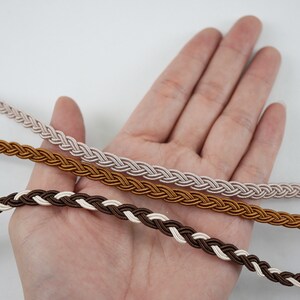 5 Yards 1/4 Brown Braided Cord White Cord Flat Braided - Etsy
