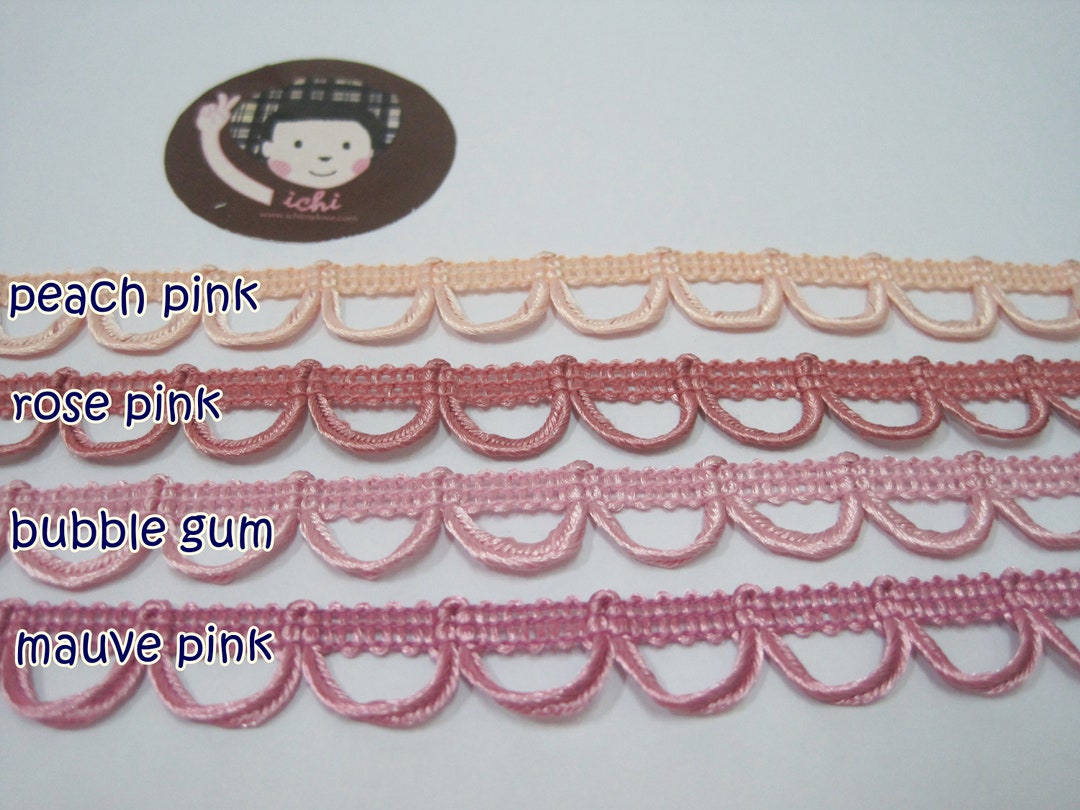 5 Yards Pink Loop Trim, Loop Trim, Braided Trim, Button Looping Trim ...