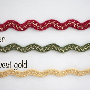 5 Yards Christmas Rick Rack With Gold Metallic, Vine Stitch Rick Rack ...