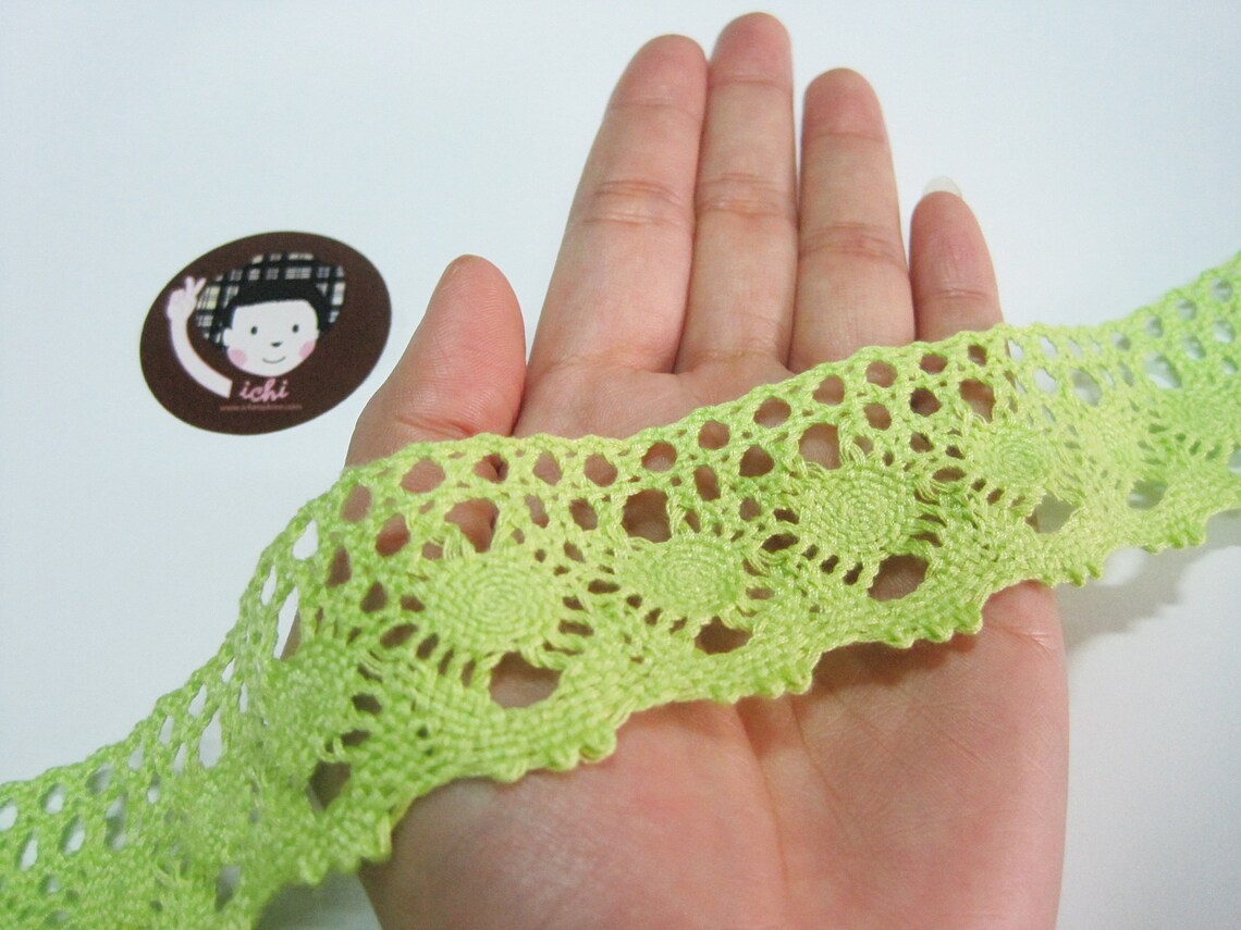 5 Yards Lime Green Wide Cotton Lace Trim Crochet Lace Trim - Etsy