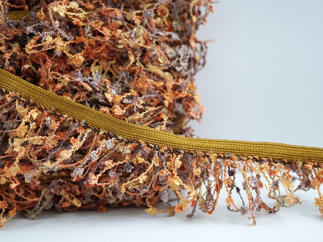 5 Yards Golden Brown Multicolored Loop Trim, Multicolored Tassel Trim ...