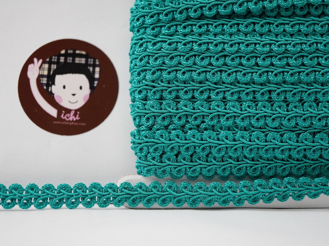 5 Yards 3/8" Teal Gimp Braided Trim, Gimp Braid, Braided Cord, Braided ...