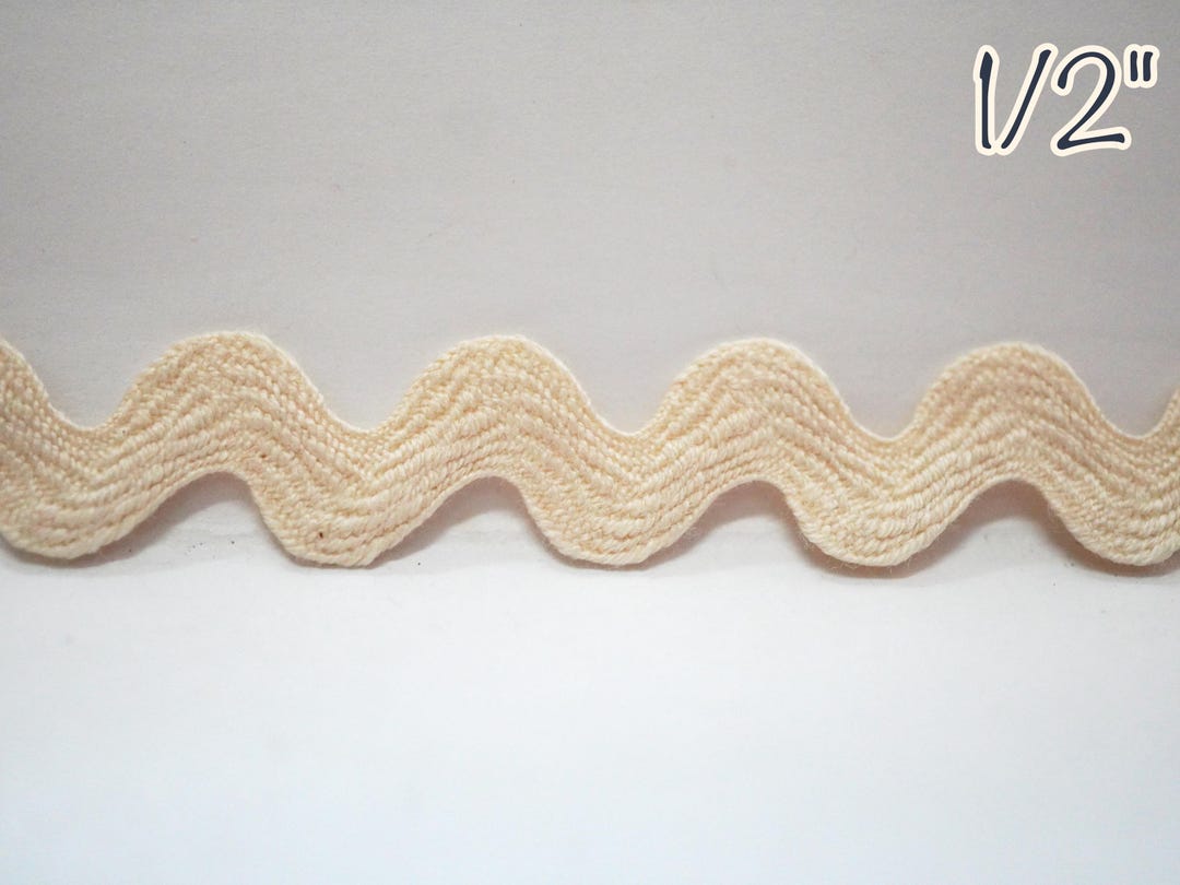 5 Yards 1/2" Cotton Rick Rack, 100% Cotton Rick Rack, Unbleached Cotton ...