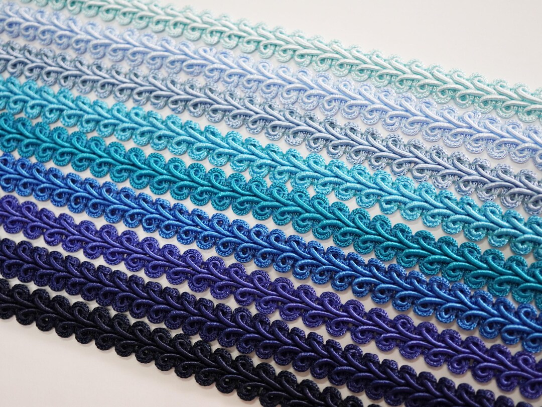 5 Yards 1/2" Blue Gimp Braided Trim, Gimp Braid, Braided Cord, Braided ...