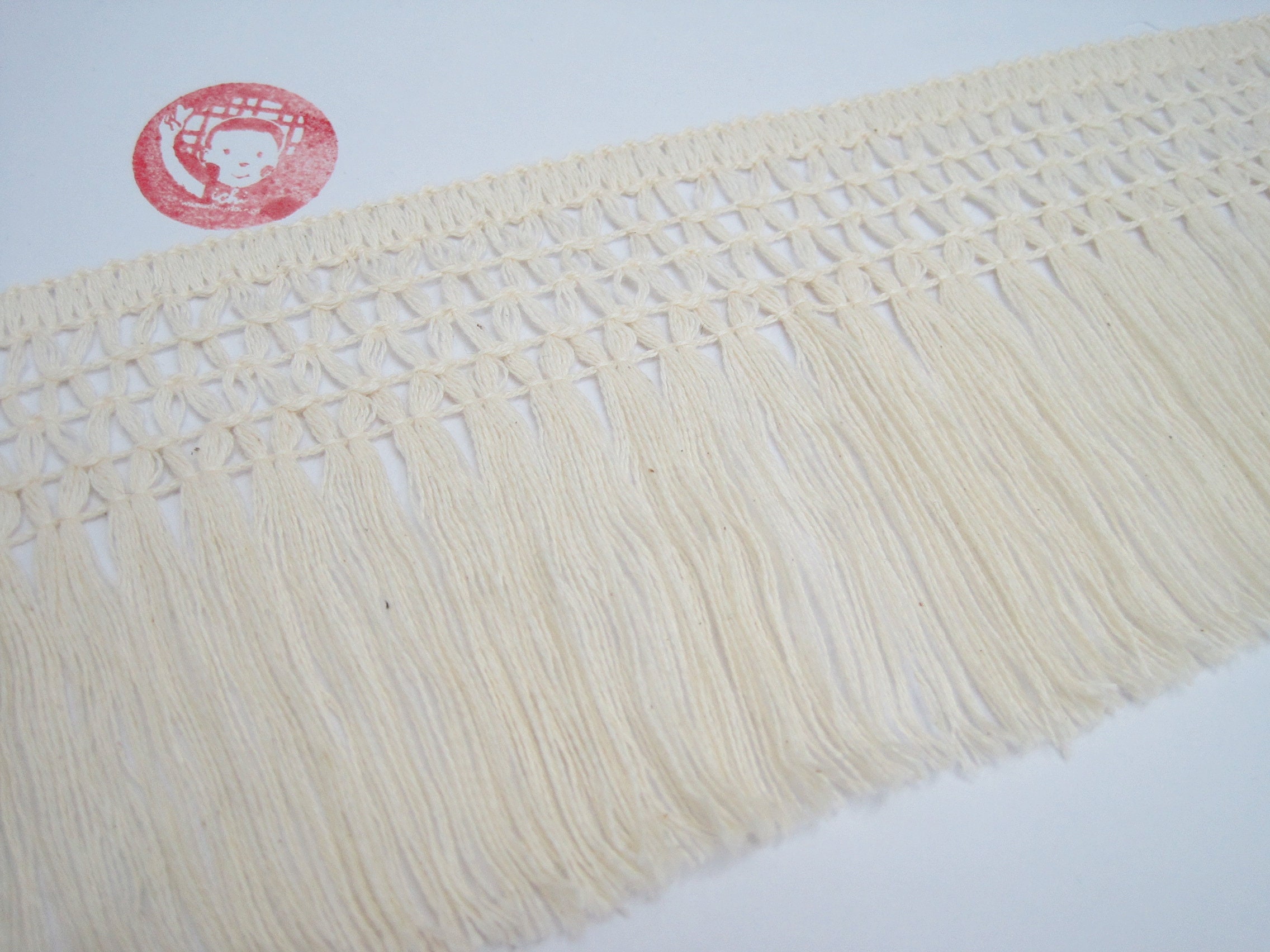 5 Yards 4 Cream Cotton Long Tassel Fringe Ivory Trim | Etsy