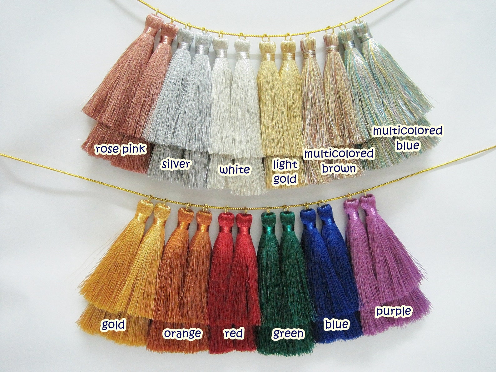 1 Pair Silver Double Metallic Tassel Metallic Tassel Double Etsy