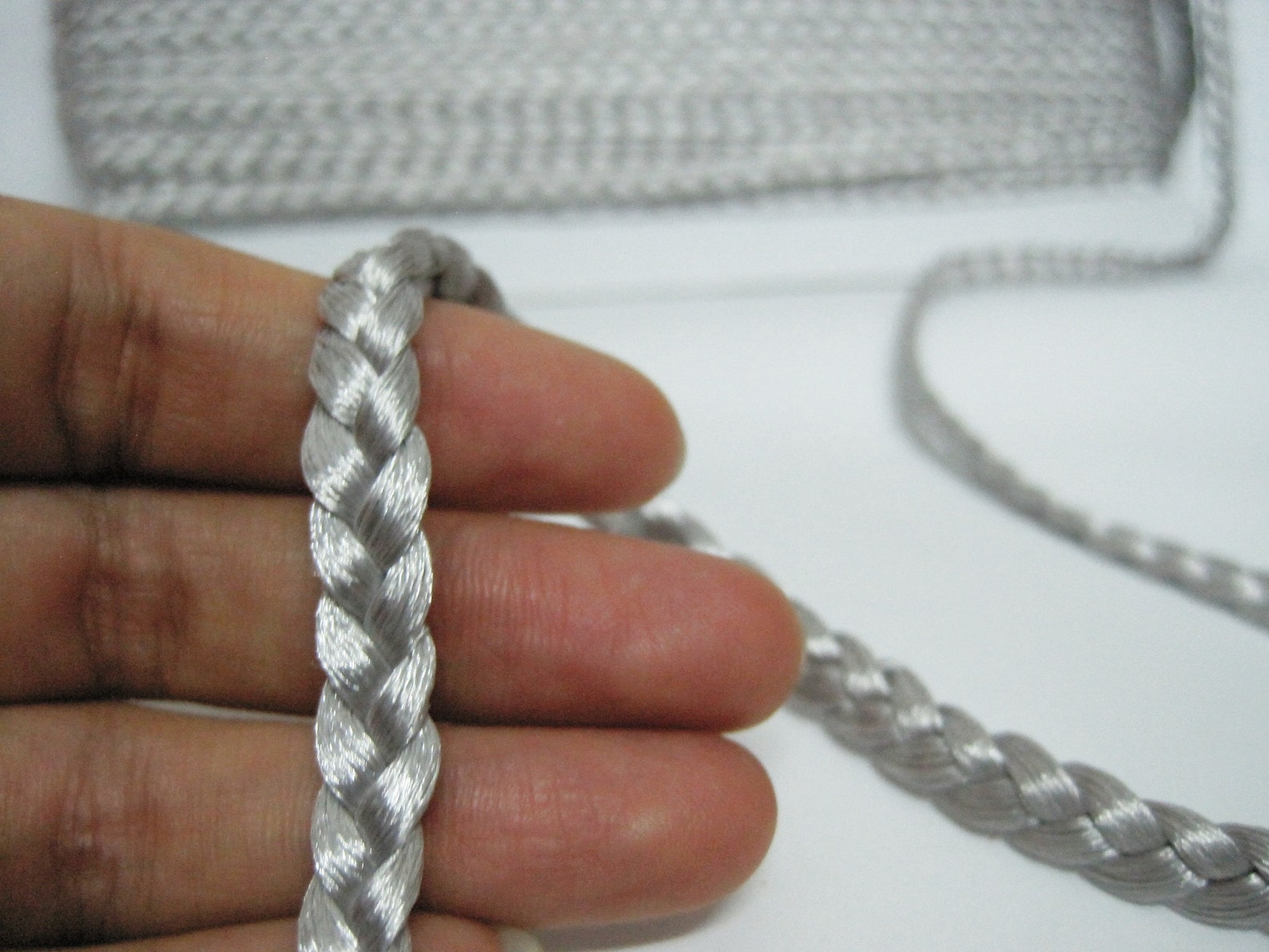 5 Yards 1/4" Braided Cord, Silver Cord, Flat Braided Cord, Flat Cord ...