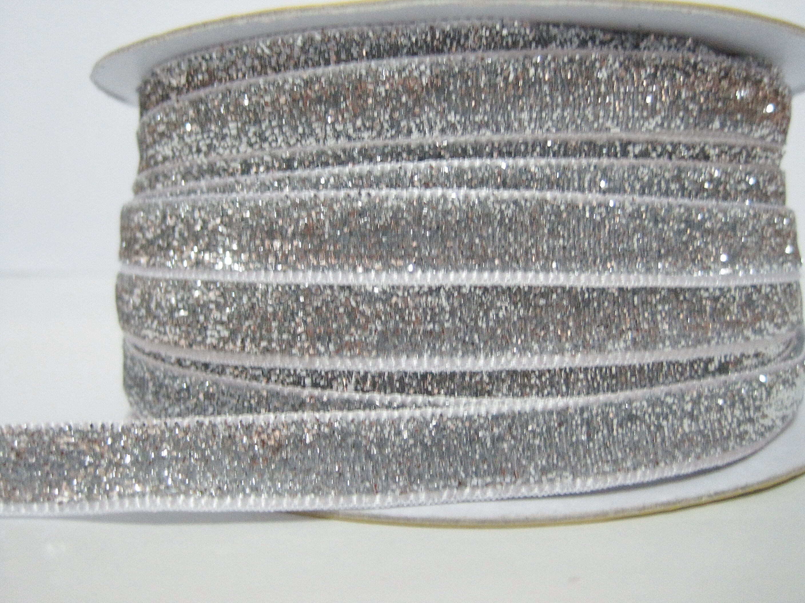 5 Yards 3/8 Silver Metallic Glitter Ribbon Glitter | Etsy