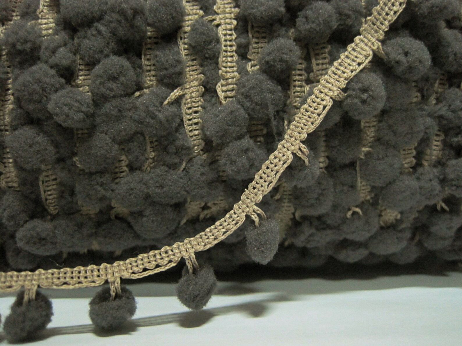 5 Yards Dark Gray Mini Pom Pom With Warm Gray Trim Mini Pom - Etsy