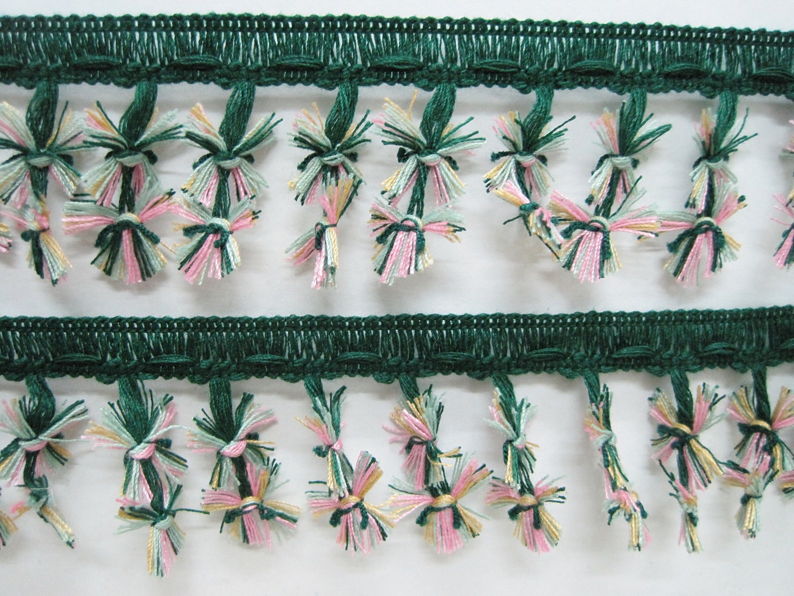 5 Yards Green Fly Fringe Green Pink Flower Trim Flower | Etsy