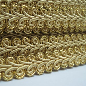 5 Yards 1/2" Gold Gimp Braided Gold Metallic Edge Trim, Gimp Braid ...