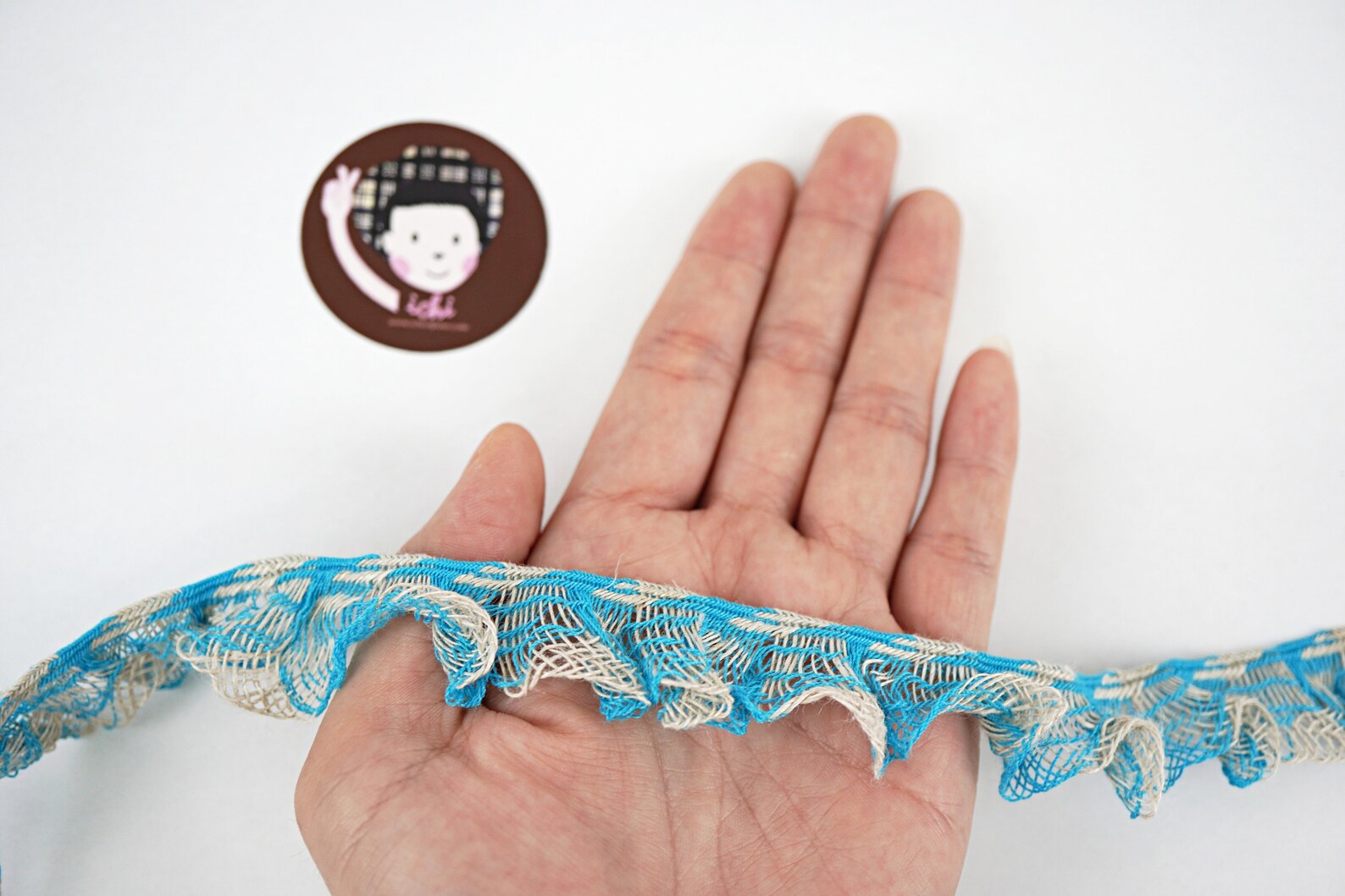 5 Yards Aqua Blue Linen Ruffle Trim, Ruffle Lace, Linen Lace Trim ...