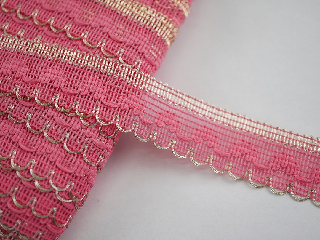 5 Yards 3/4" Coral Pink Gold Metallic Lace - Etsy