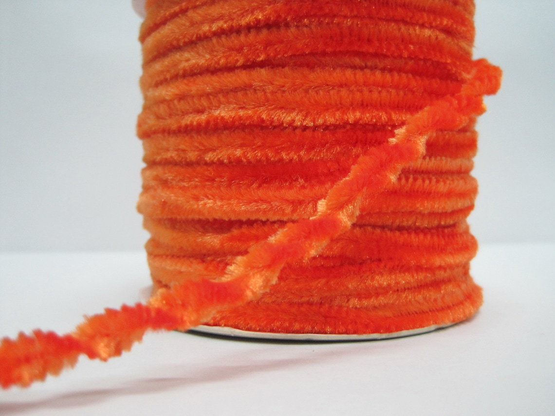 5 Yard Orange-red Chenille Cord, Chenille Trim, Velvet Trim, Velvet ...