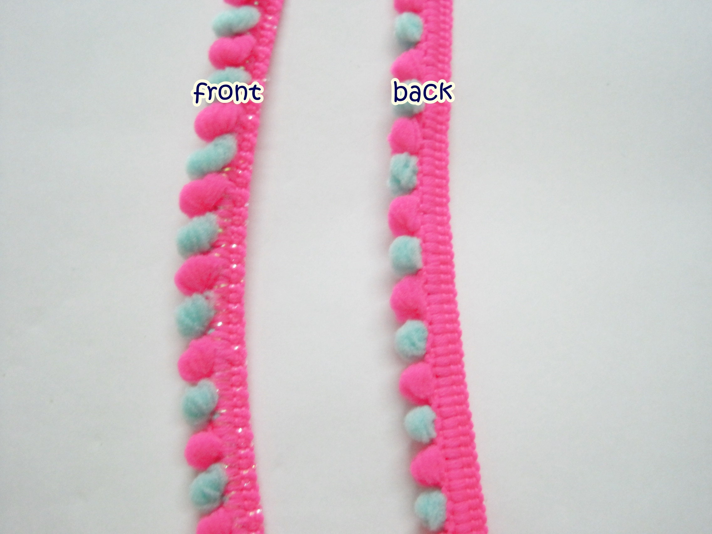 5 yards Mini Pom Pom Trim Sparkly Two-tone Hot Pink-Aqua | Etsy